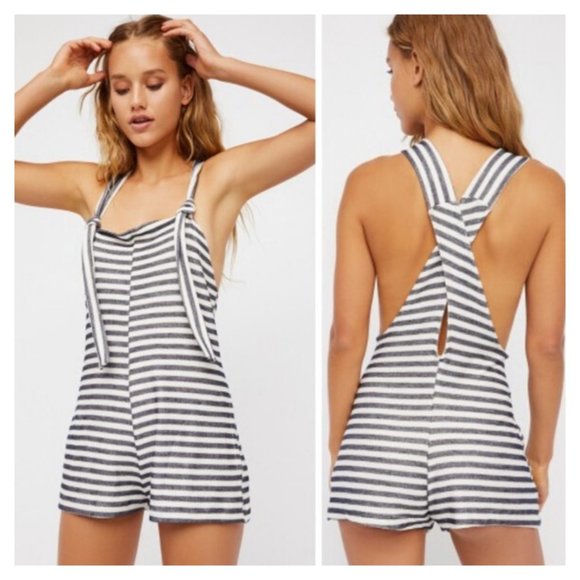 Free People | Pants & Jumpsuits | Free People For Real Striped Romper ...